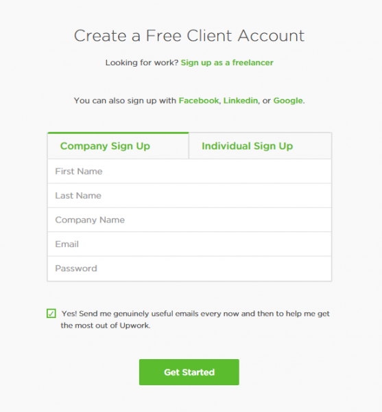 Hiring Freelancers in Upwork: Create an account | Founder's Guide